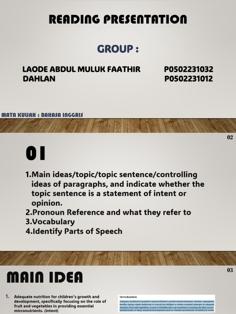 Reading Presentation Tugas Akhir - Laode&dahlan - Group PSL Reg | PDF | Verb | Noun