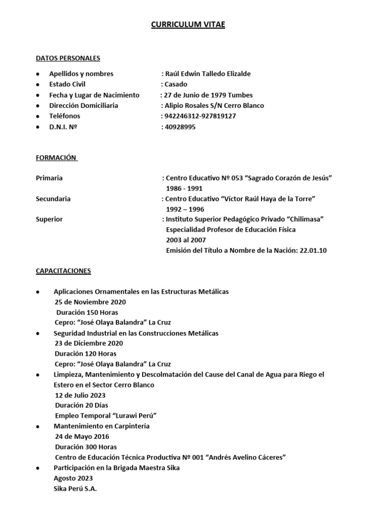 Curriculum Vitae | PDF | Microsoft Windows | Perú