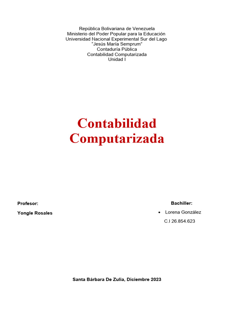 Contabilidad Computarizada | PDF | Contabilidad | Business