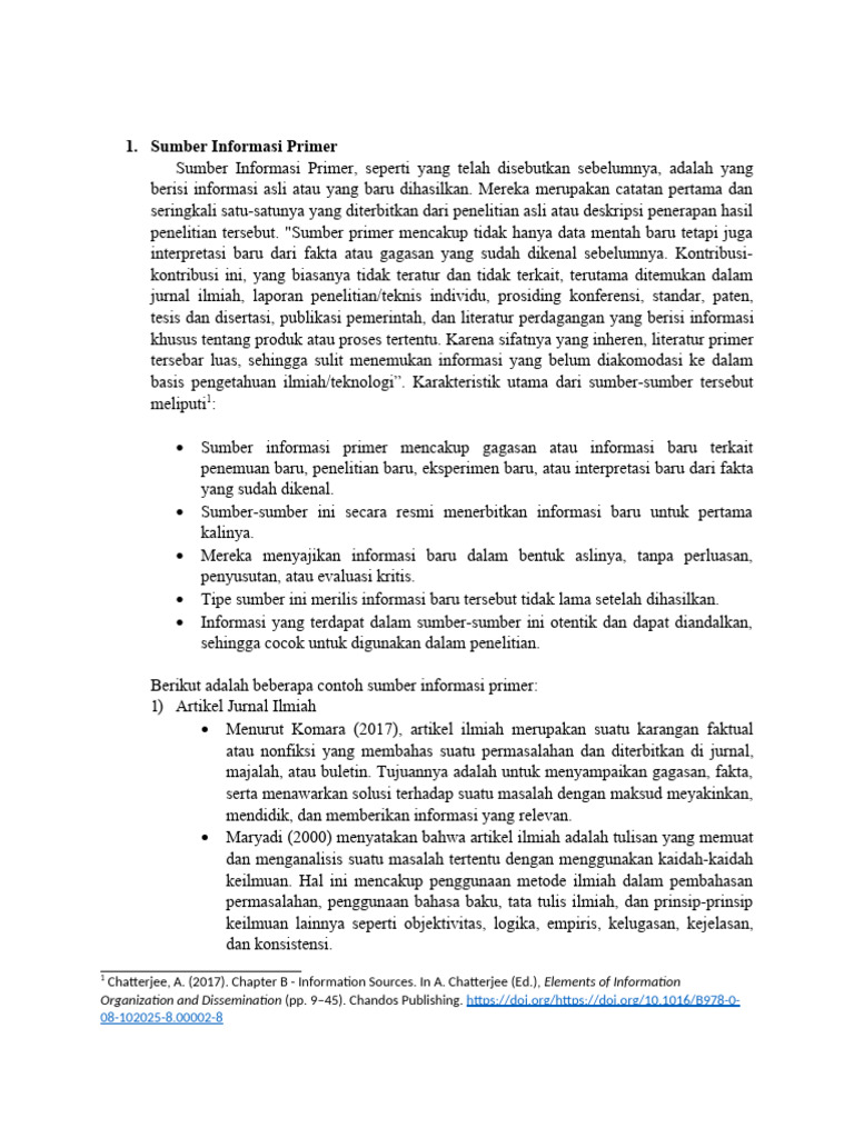 Sumber Informasi Primer, Sekunder, Dan Tersier-Digabungkan | PDF