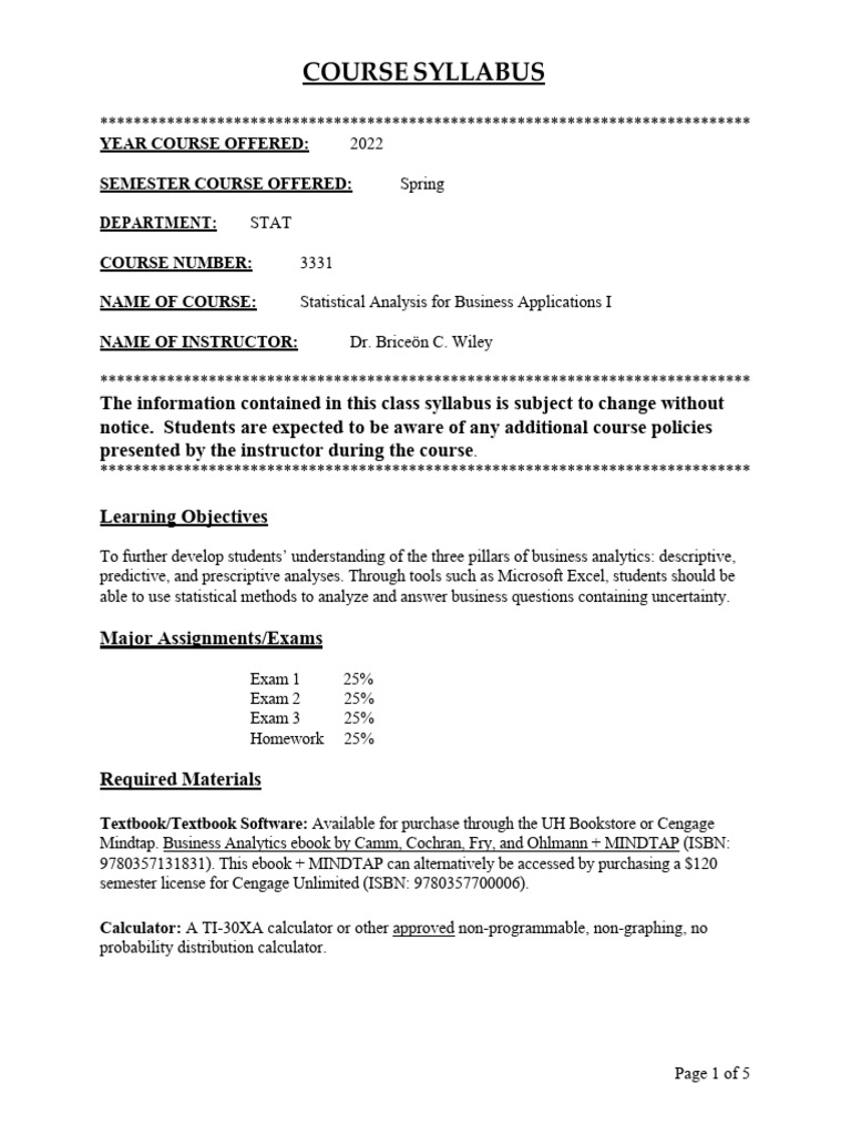 Stat 3331 | PDF | Regression Analysis | Statistics