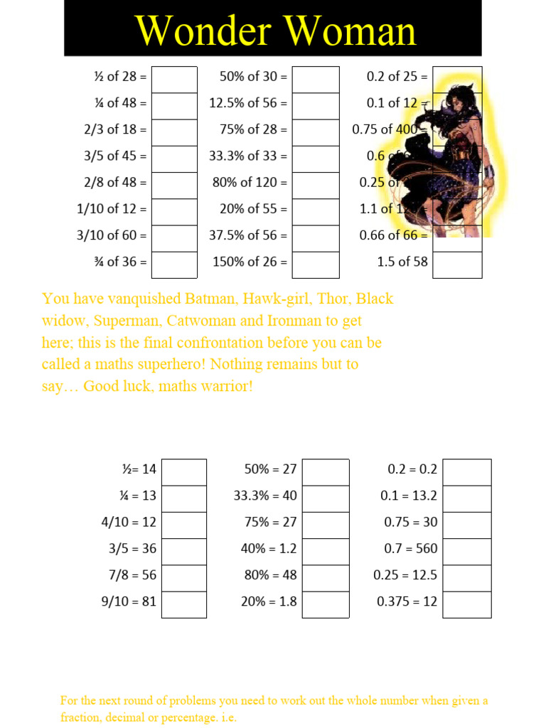 Maths Challenges with Wonder Woman | PDF