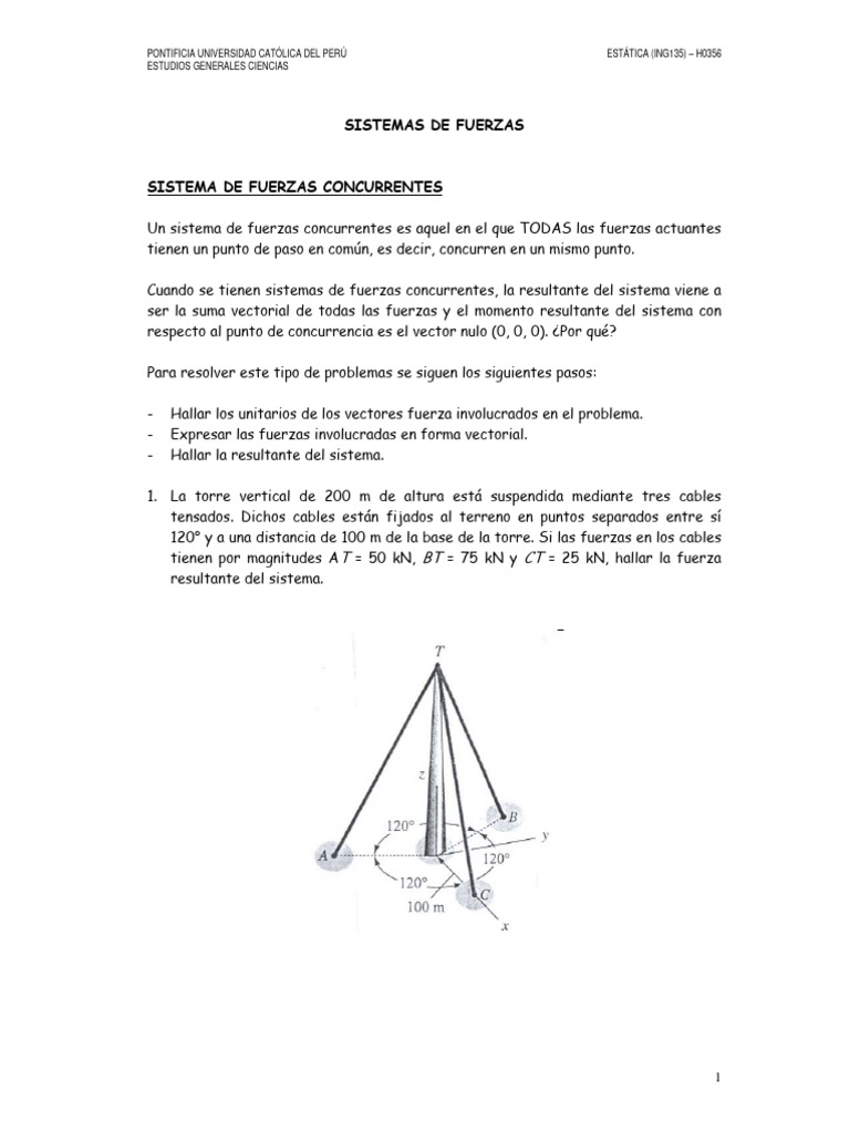 estatica Sistema de Fuerzas | PDF | Vector Euclidiano | Fuerza