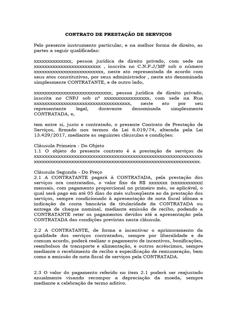 Contrato de Prestação de Serviços Vendedor PJ | PDF | Propriedade ...
