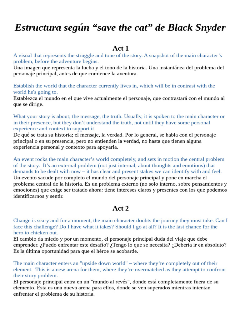 Estructura de guión según Black Snyder | PDF