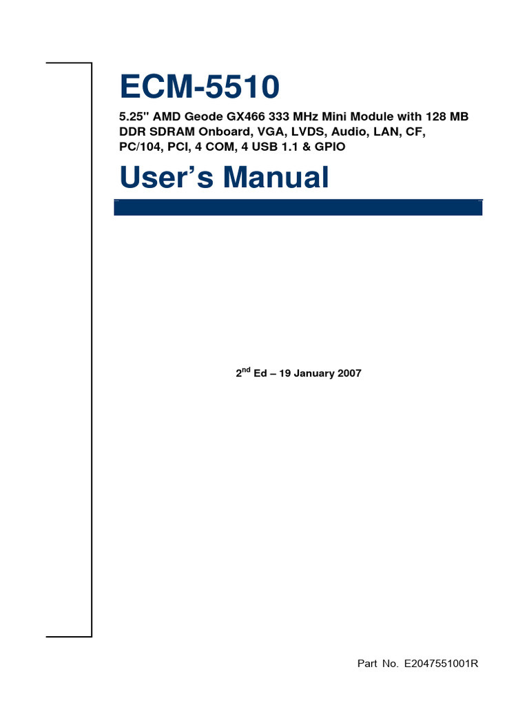 ECM-5510 2nd Manual | PDF | Bios | Microcontroller