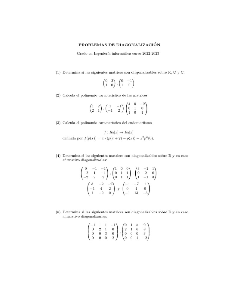 Diagonalización | Descargar gratis PDF | Valores propios y vectores ...