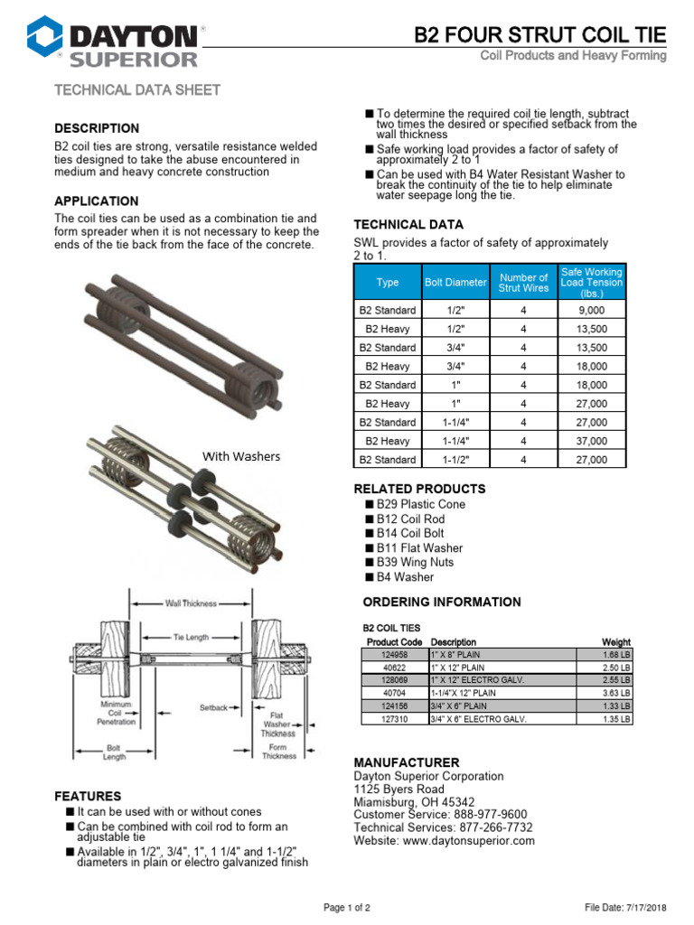 b2 Four Strut Coil Tie | PDF | Screw | Mechanical Engineering
