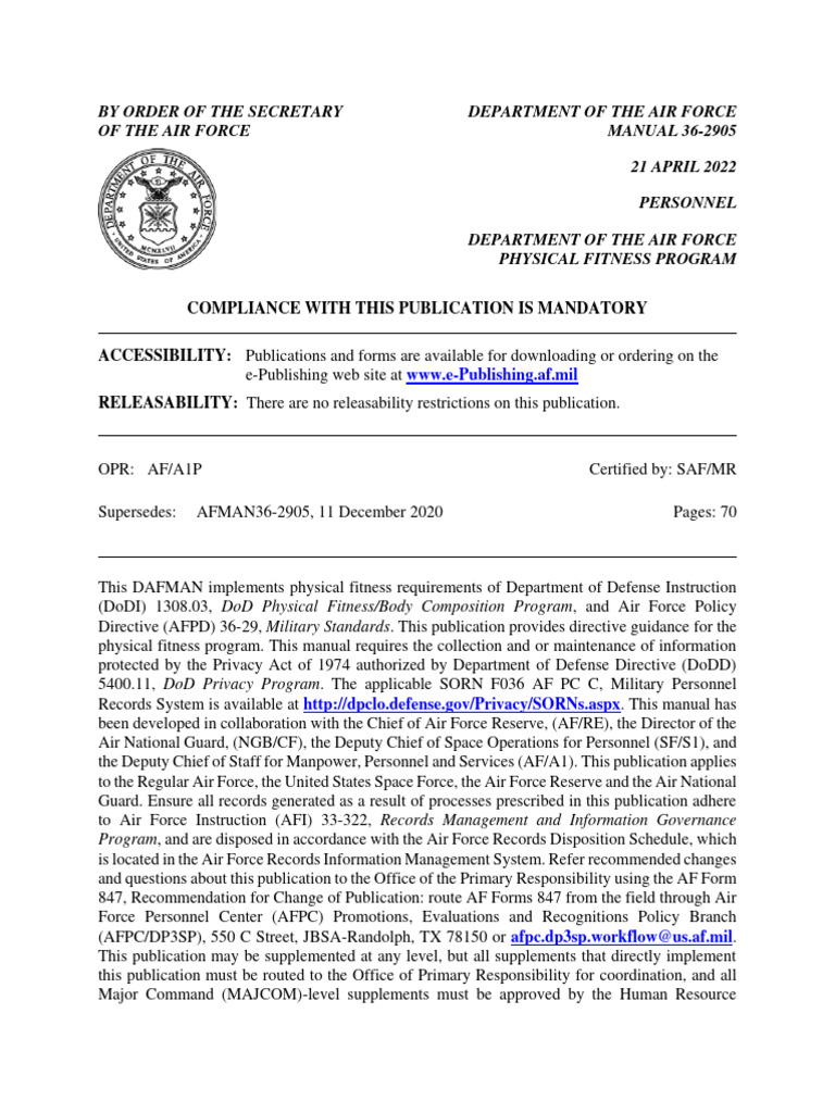 dafman36-2905 | PDF | Physical Fitness | United States Air Force