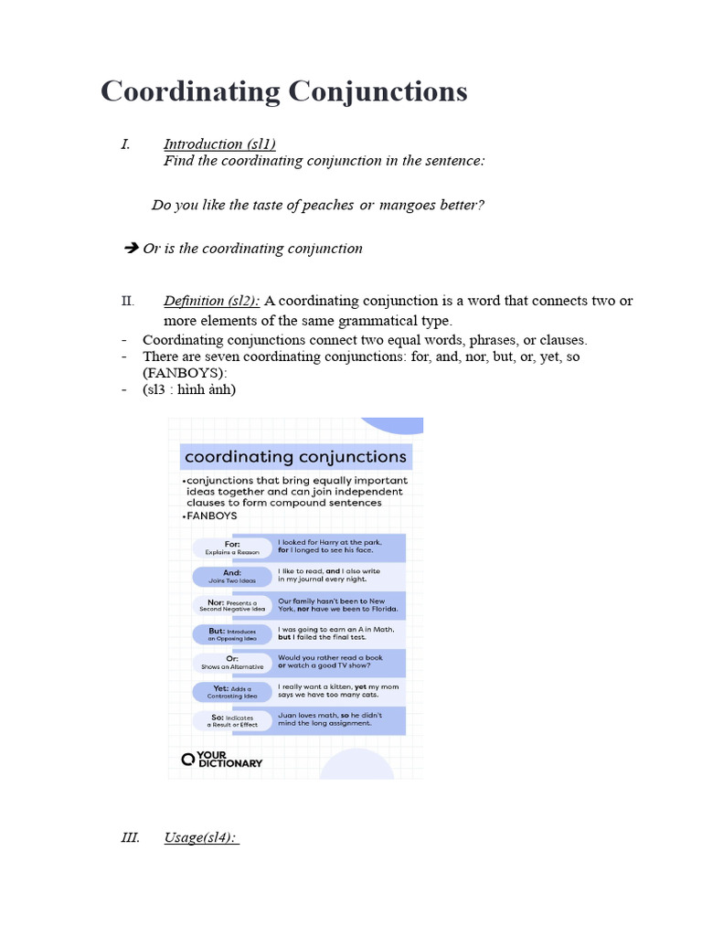 Coordinating Conjunctions | PDF