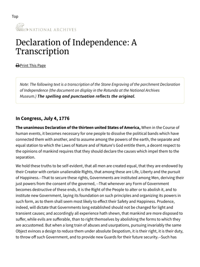The United States Declaration of Independence | PDF | United States ...