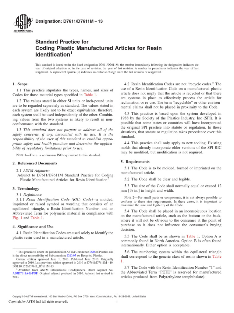 Astm D7611 | PDF | Plastic | Amorphous Solid
