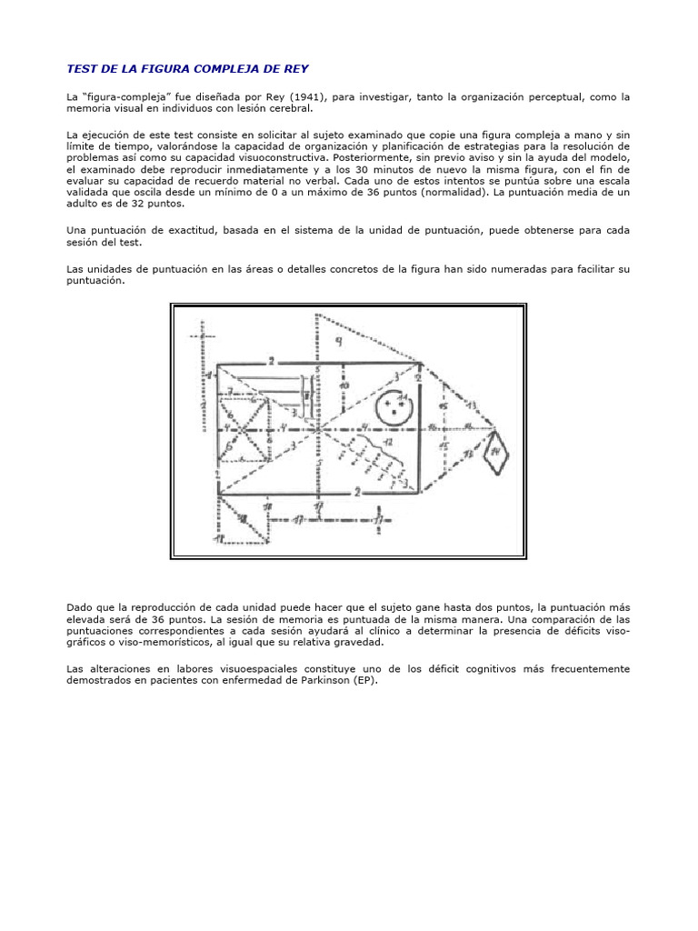 Test de Figura Compleja de Rey: Evaluación Cognitiva | PDF