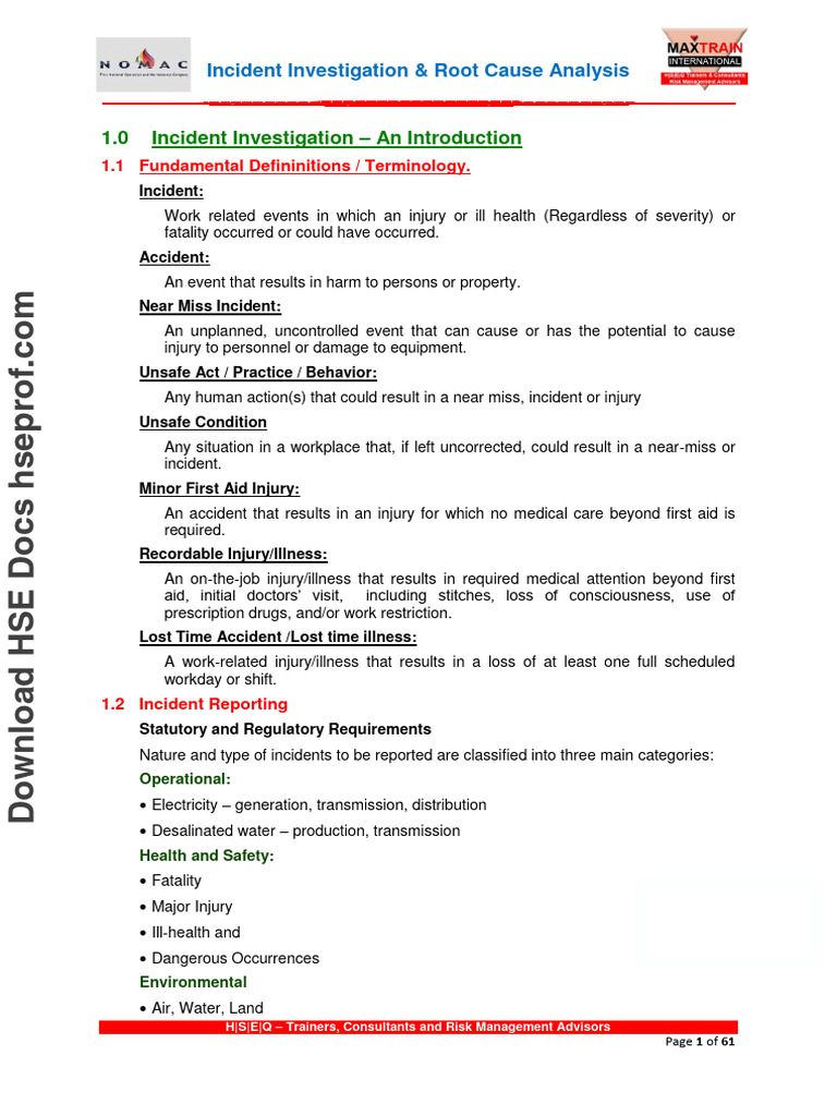 Incident Investigation & Root Cause Analysis | Download Free PDF ...