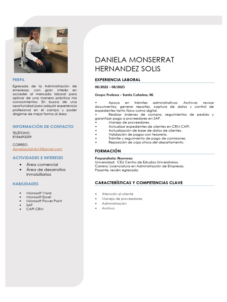 Daniela Monserrat Hernandez Solis Curriculum | PDF