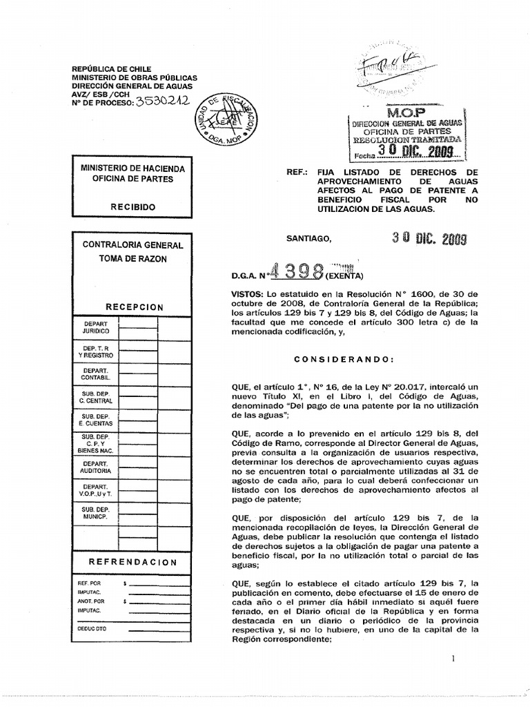 2009-RES_DGA_4398 | PDF | Chile | Gobierno