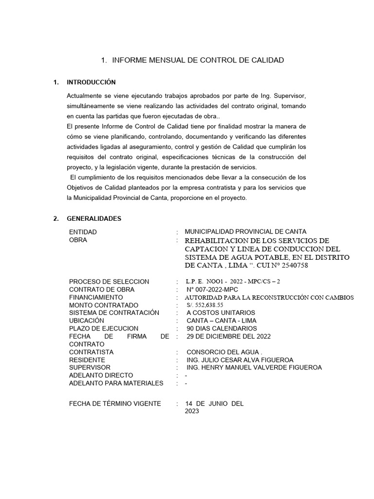 Informe Especialista CALIDAD OK | PDF | Calidad (comercial) | Planificación