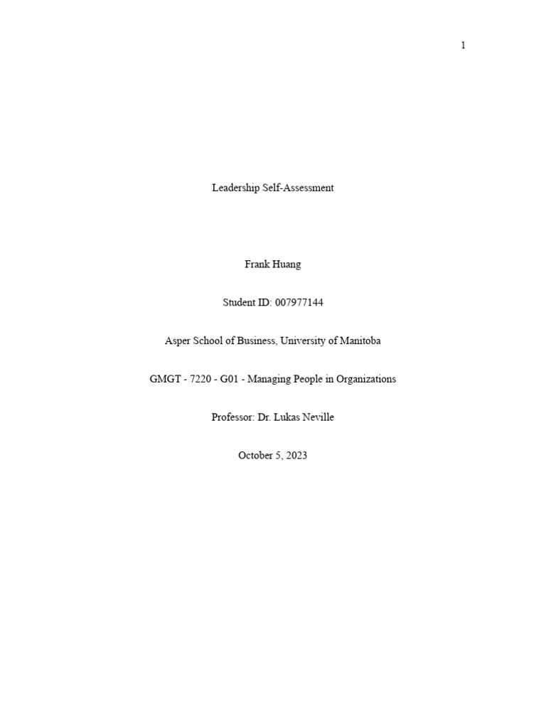Leadership Self-Assessment Insights | PDF | Audit | Leadership