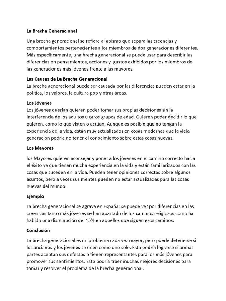 La Brecha Generacional | PDF | Estilo de vida