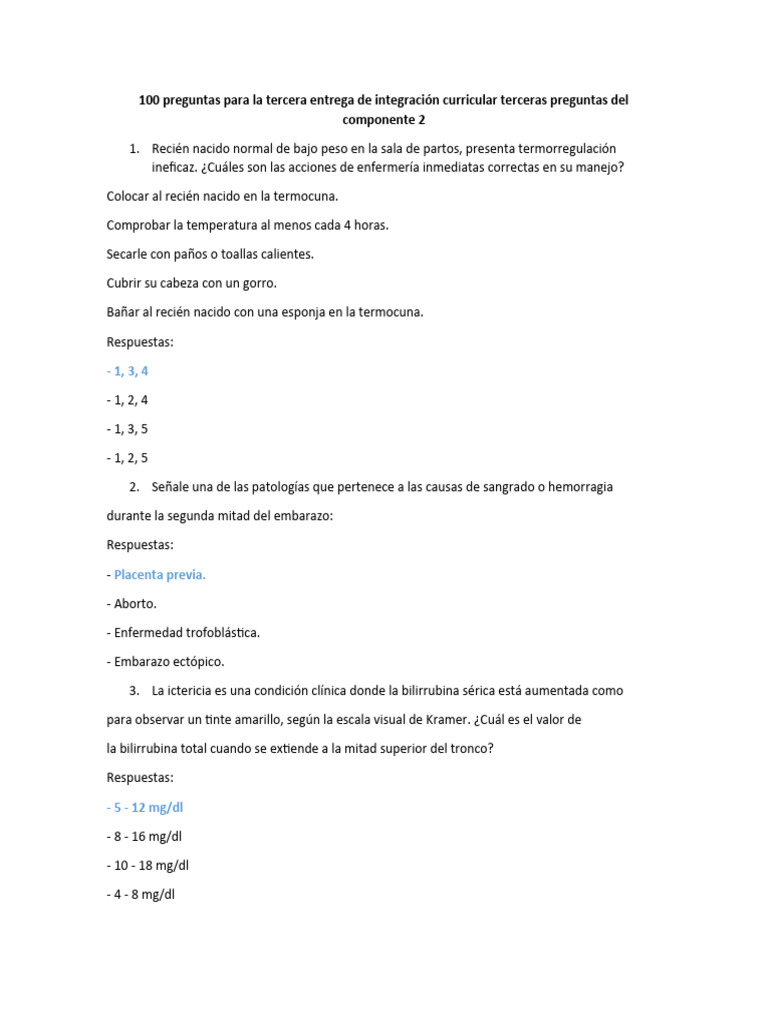 100 Preguntas para La Tercera Entrega de de Integración Curricular Tercera Entrega Del ...