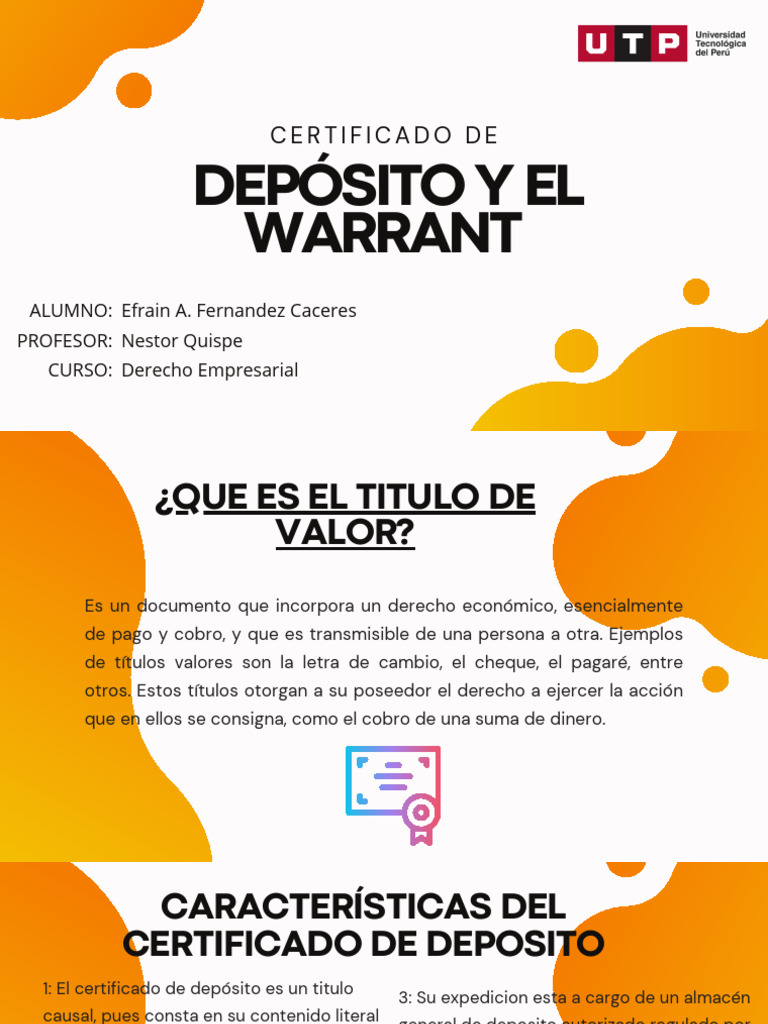 depósito y el warrant | PDF | Warrant (Finanzas) | Compartir (Finanzas)