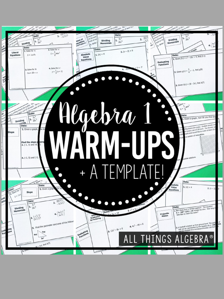Algebra 1 Warm-Ups (Updated December 2021) | PDF | Quadratic Equation ...