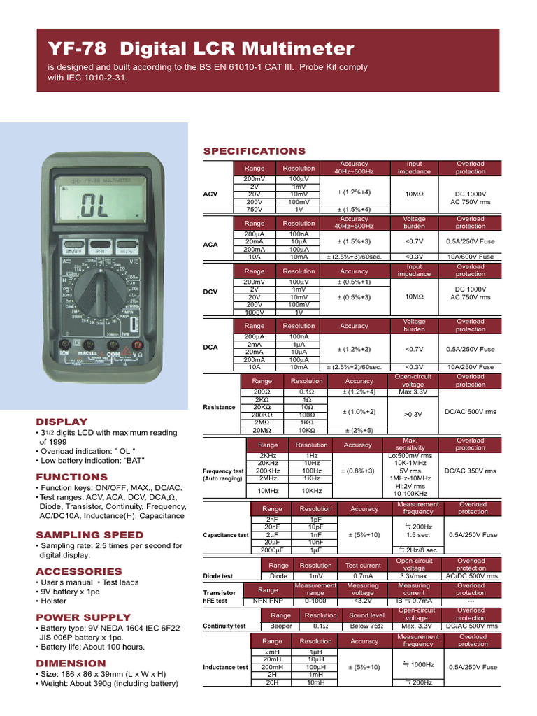 YF-78 Datasheet | Download Free PDF | Electronic Engineering | Electromagnetism