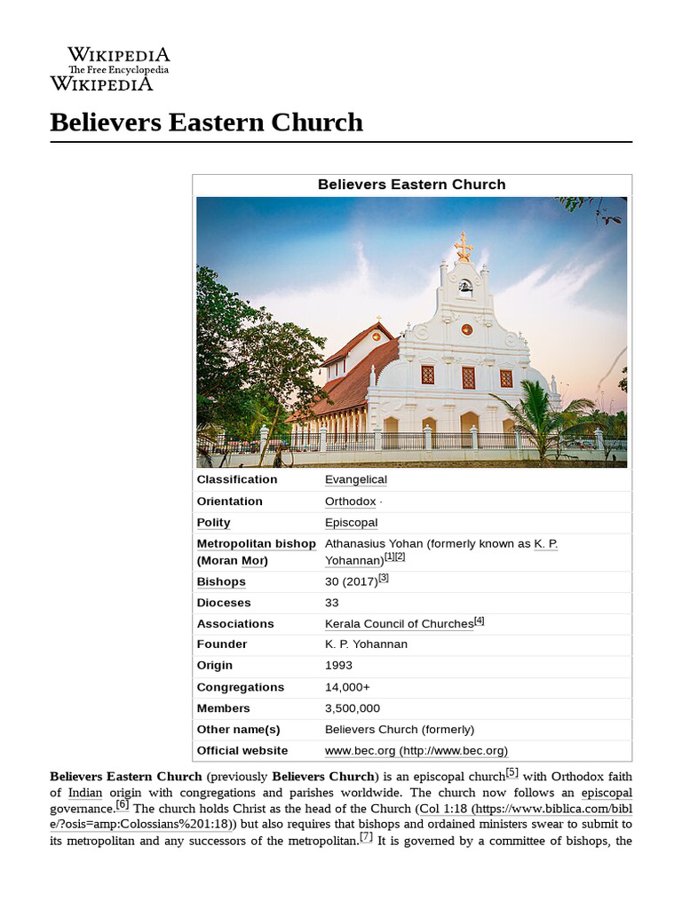 Believers Eastern Church | PDF | Protestant Denominational Families ...
