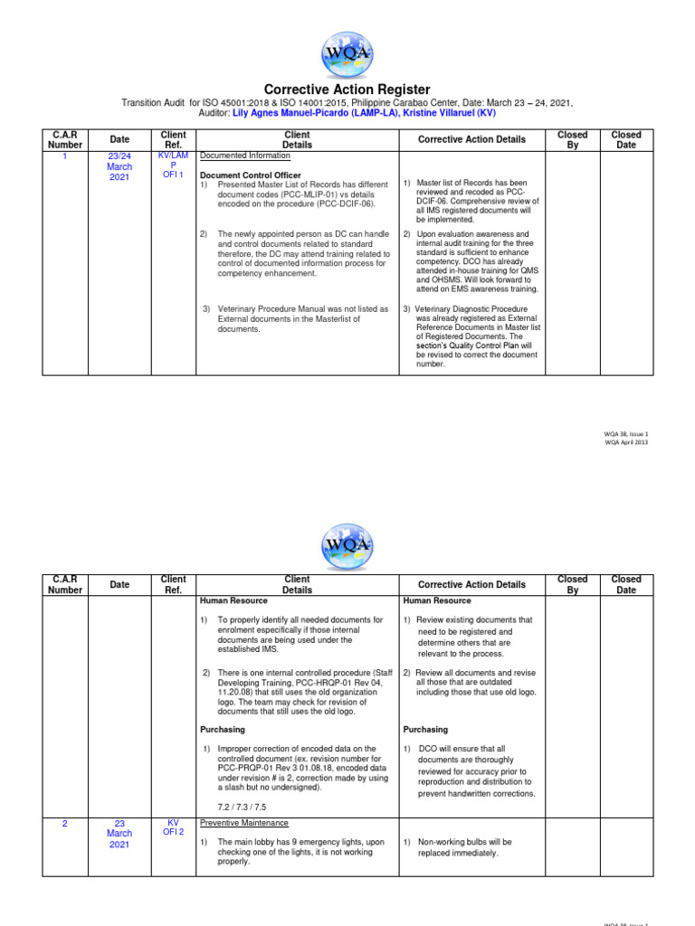PCC - Audit Report ISO 14001 ISO 45001 | PDF | Audit | Internal Audit