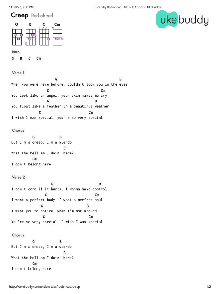 Creep by Radiohead - Ukulele Chords - UkeBuddy | PDF