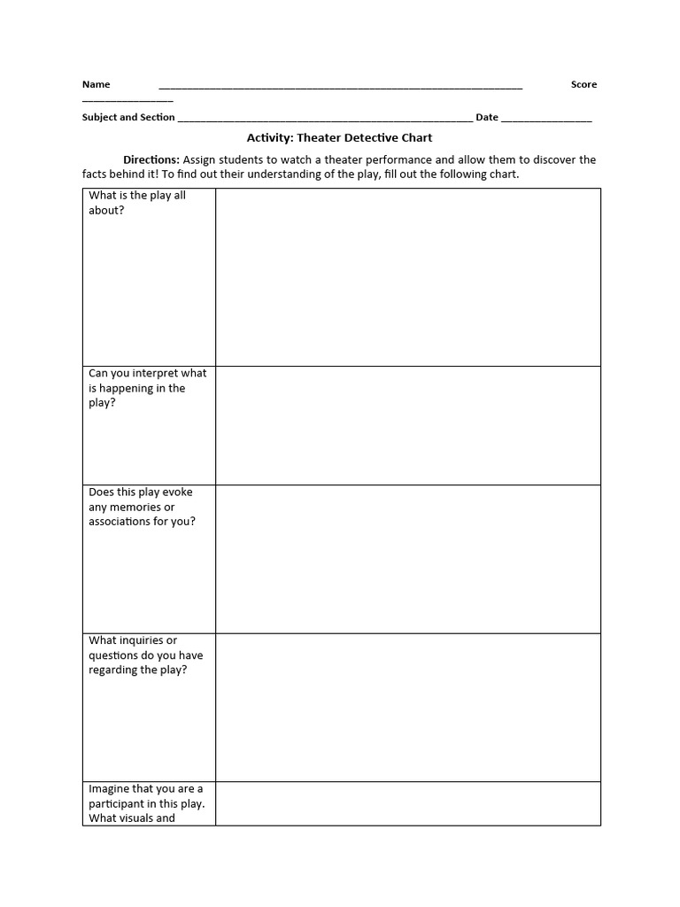 Activity Theater Detective Chart | PDF