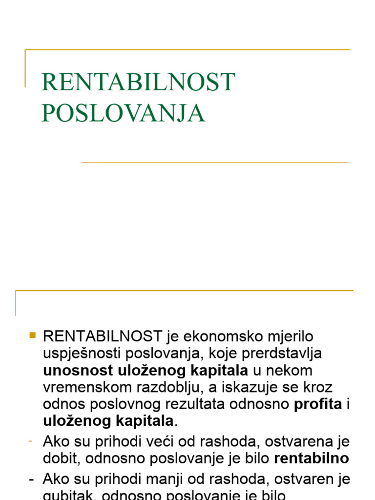 Rentabilnost | PDF