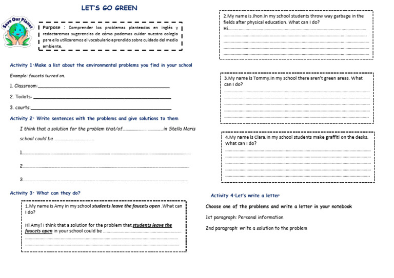 LET'S GO GREEN GIVING ADVICE 3rd GRADE I | PDF
