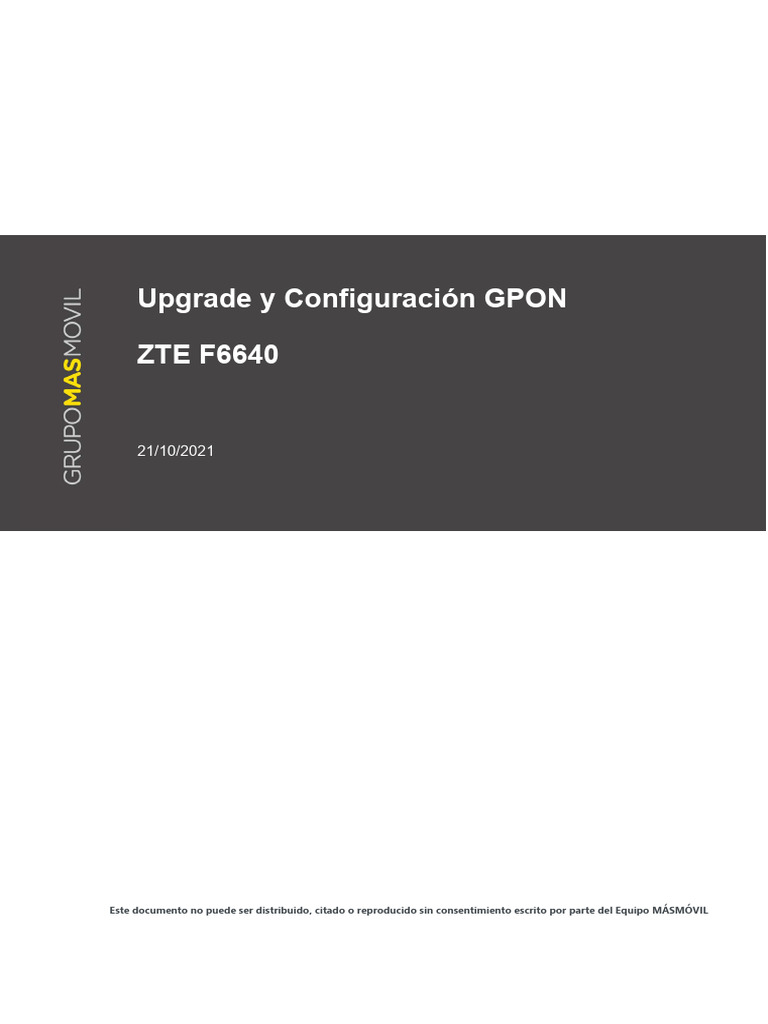 Upgrade y Configuración GPON ZTE F6640 | PDF