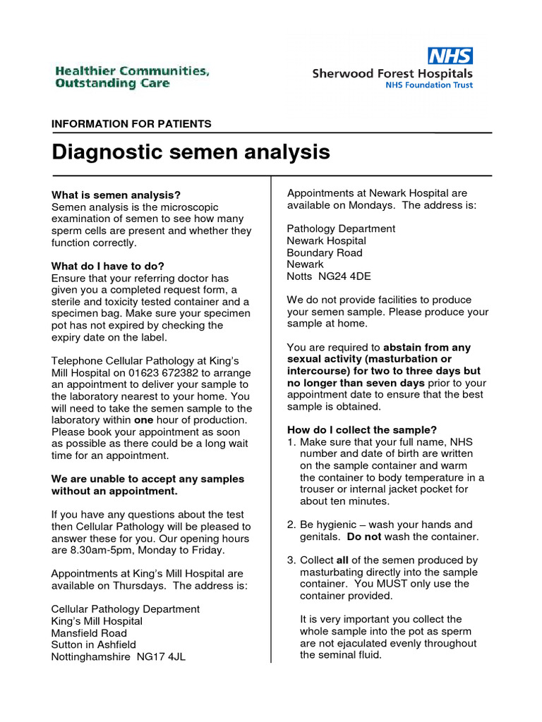 Pil202010 04 Dsa Diagnostic Semen Analysis | PDF | Semen | Medical Specialties
