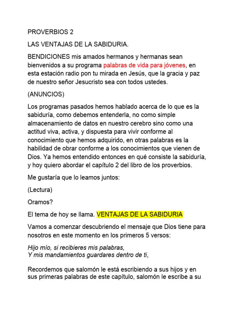 PROVERBIOS 2. | PDF | Sabiduría | Jesús