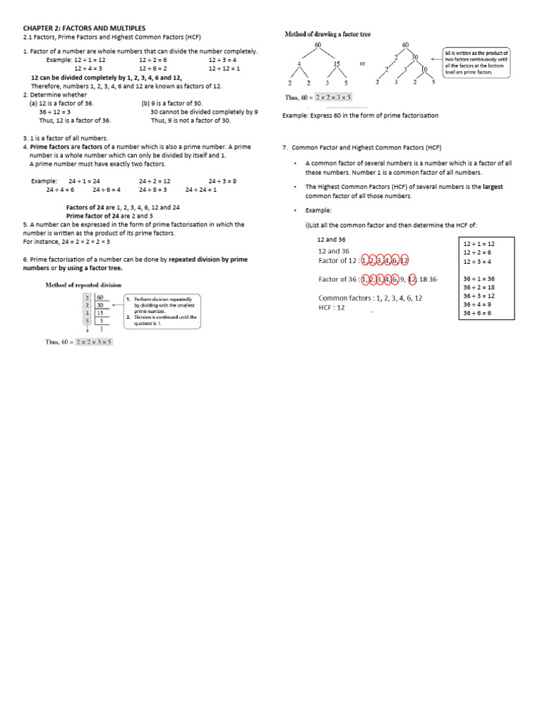 Chapter 2 Math F1 | Download Free PDF | Factorization | Numbers