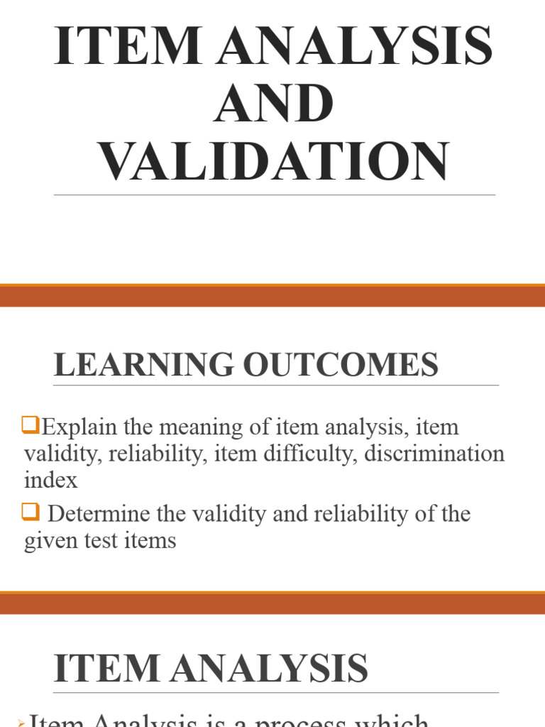 Item Analysis and Test Validation Guide | PDF | Validity (Statistics ...