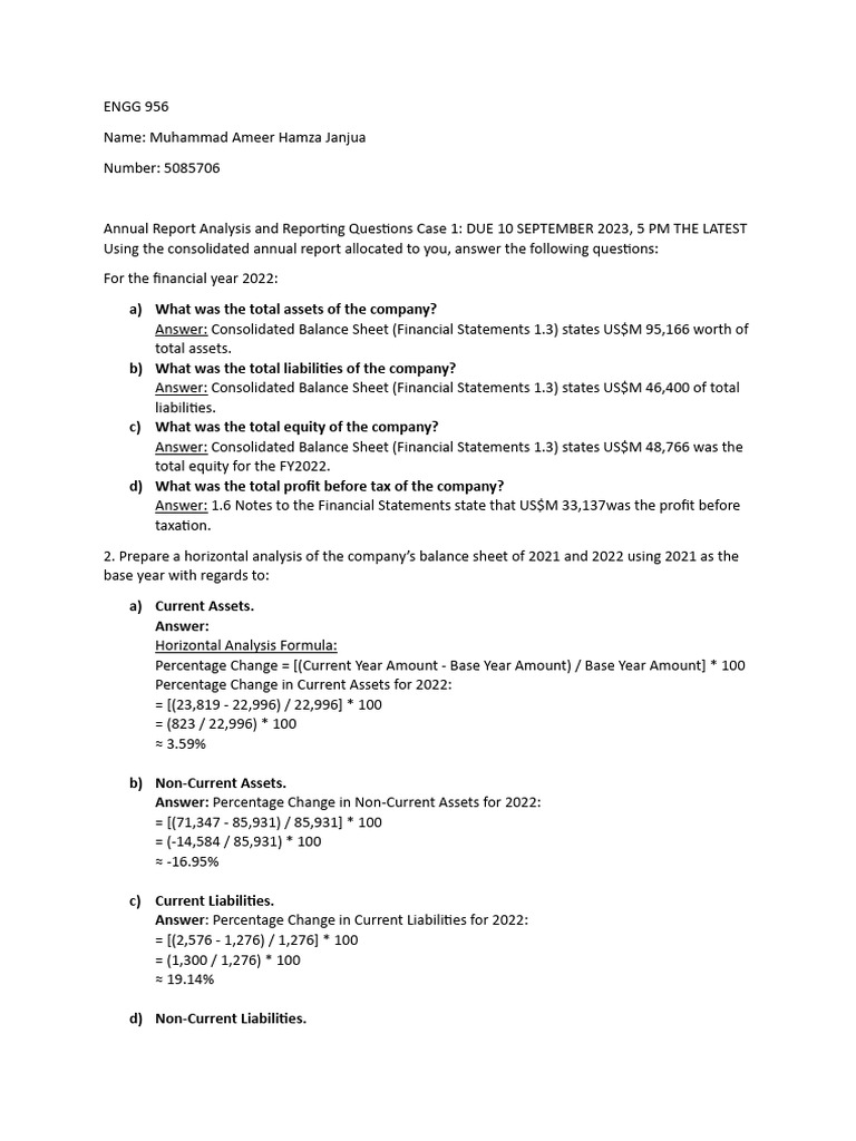 Case Study 1 Muhammad Janjua | PDF | Balance Sheet | Taxes
