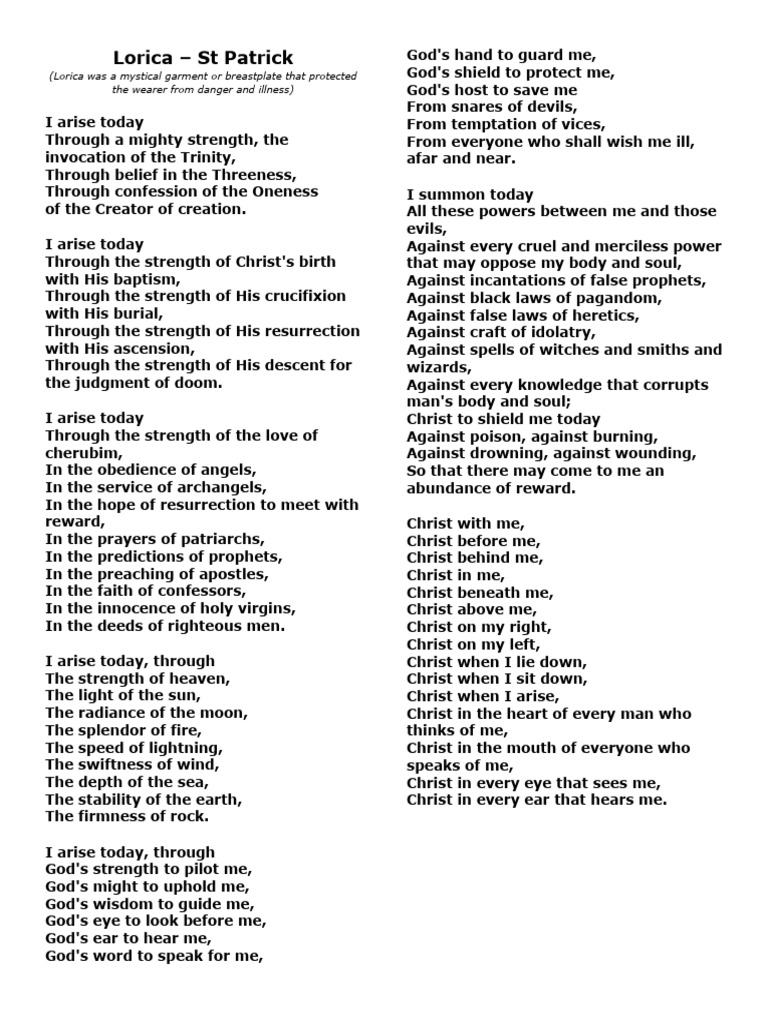 Lorica ST Patrick | PDF | Jesus | God