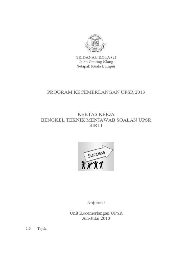 Kertas Kerja Bengkel Upsr 2-2013 | PDF