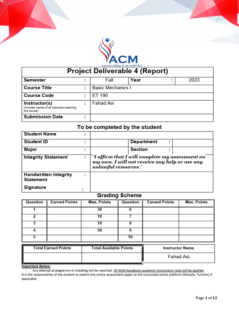 Project Deliverable 4_Report Template | PDF | Truss | Stress (Mechanics)