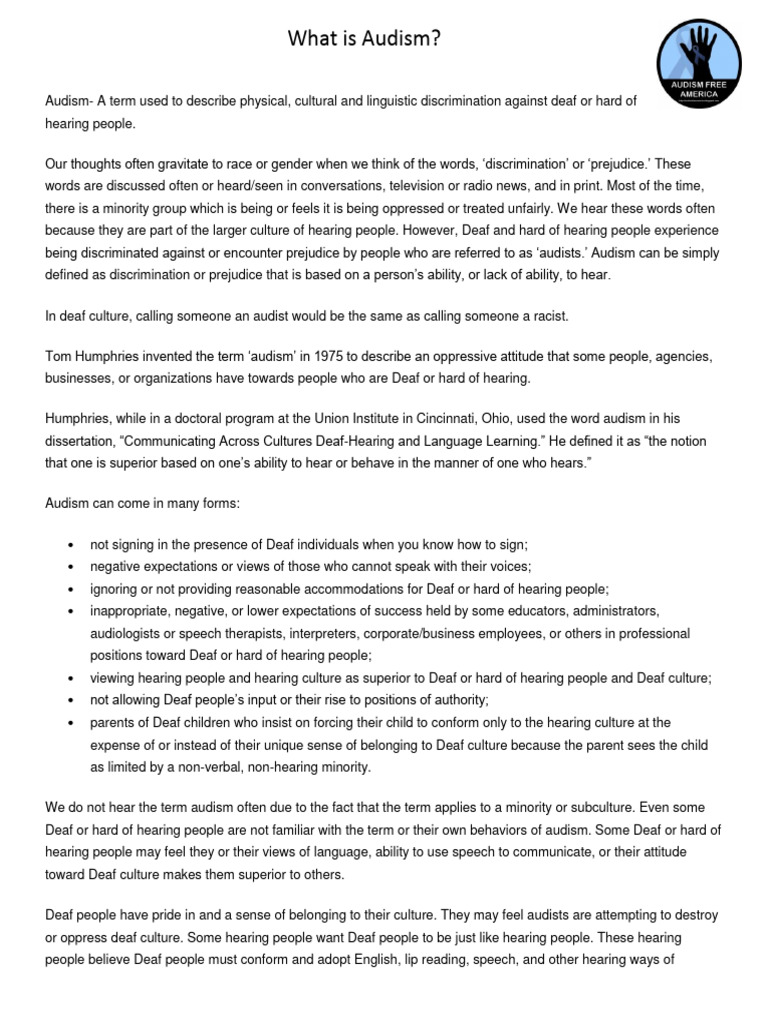 Audism | PDF | Communication | Social Psychology