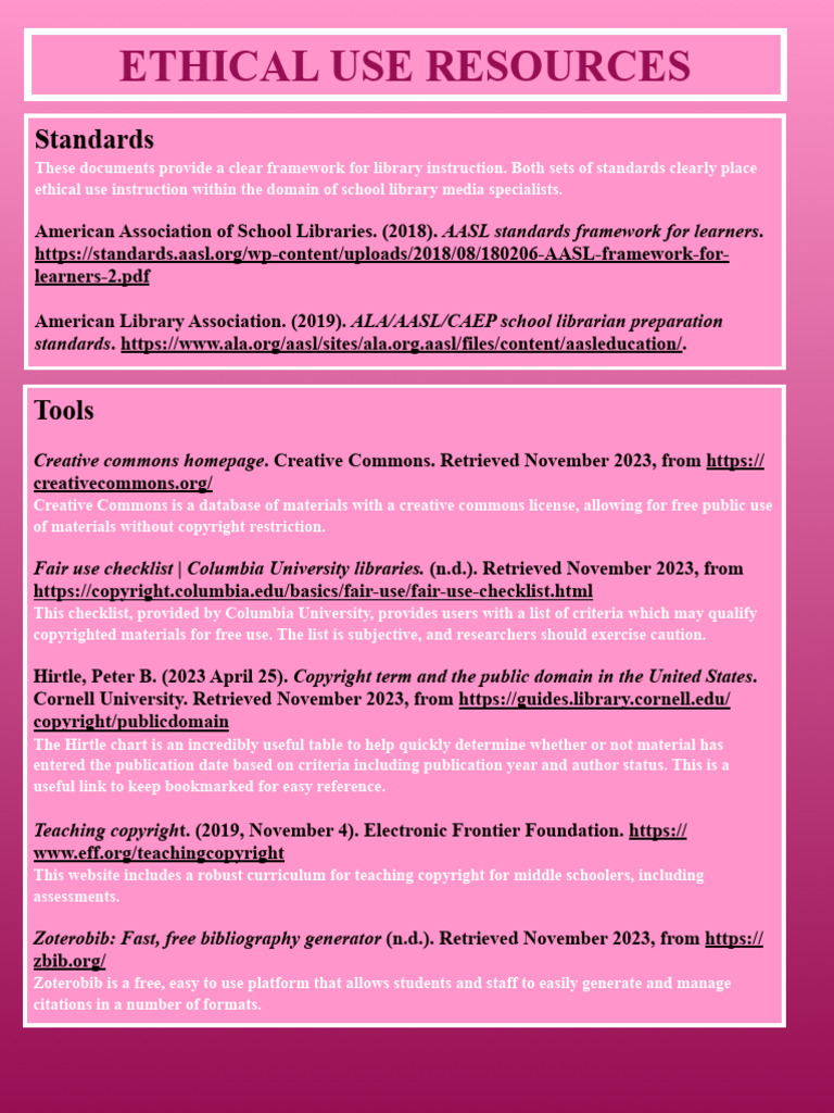 CL Ethical Use Ignite Handout | PDF | Libraries | School Library