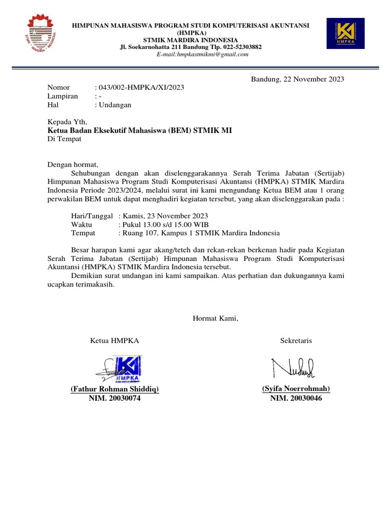 Surat Undangan BEM | PDF