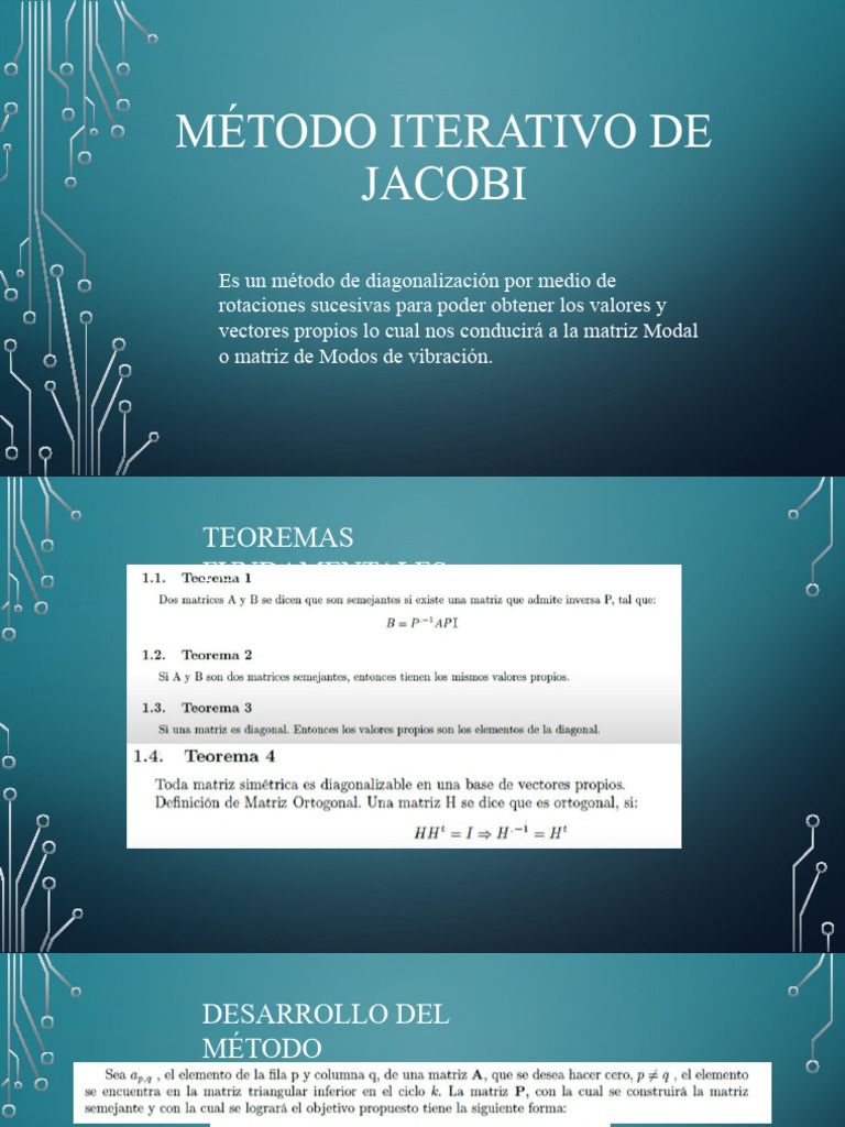 Método de Jacobi | PDF | Valores propios y vectores propios | Matriz (Matemáticas)