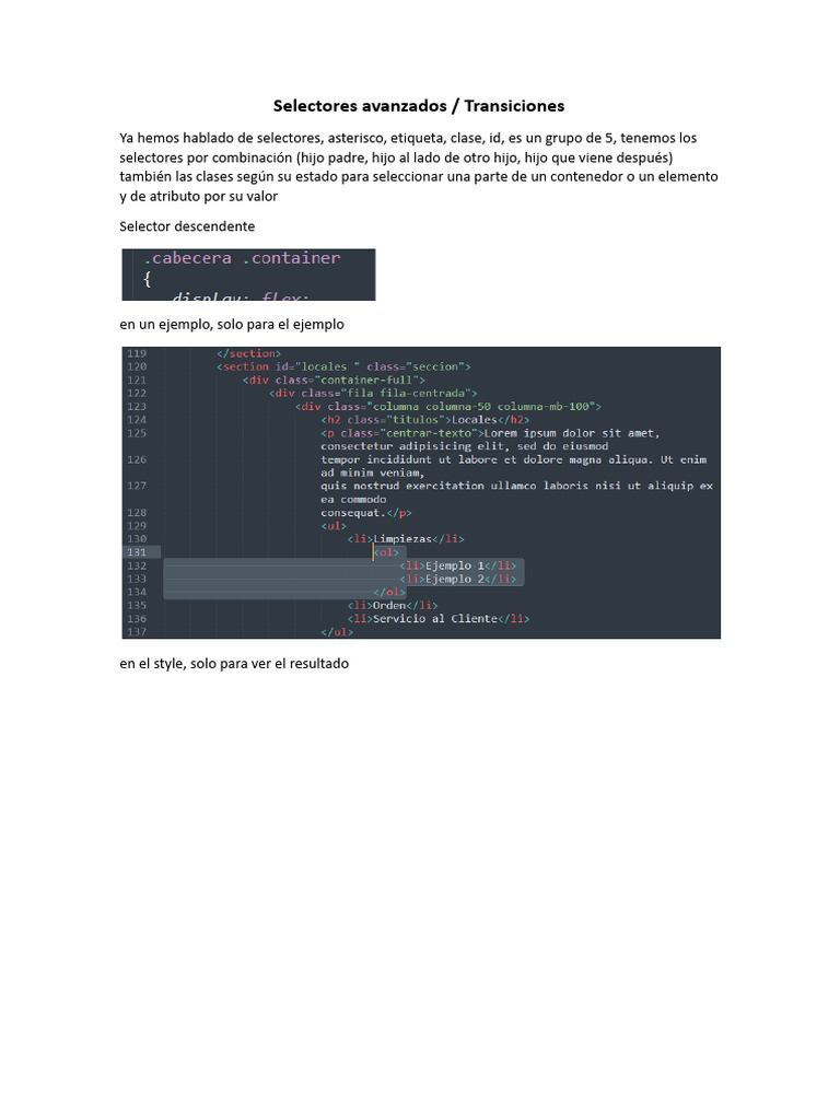 Selectores CSS Avanzados y Transiciones | PDF | Informática