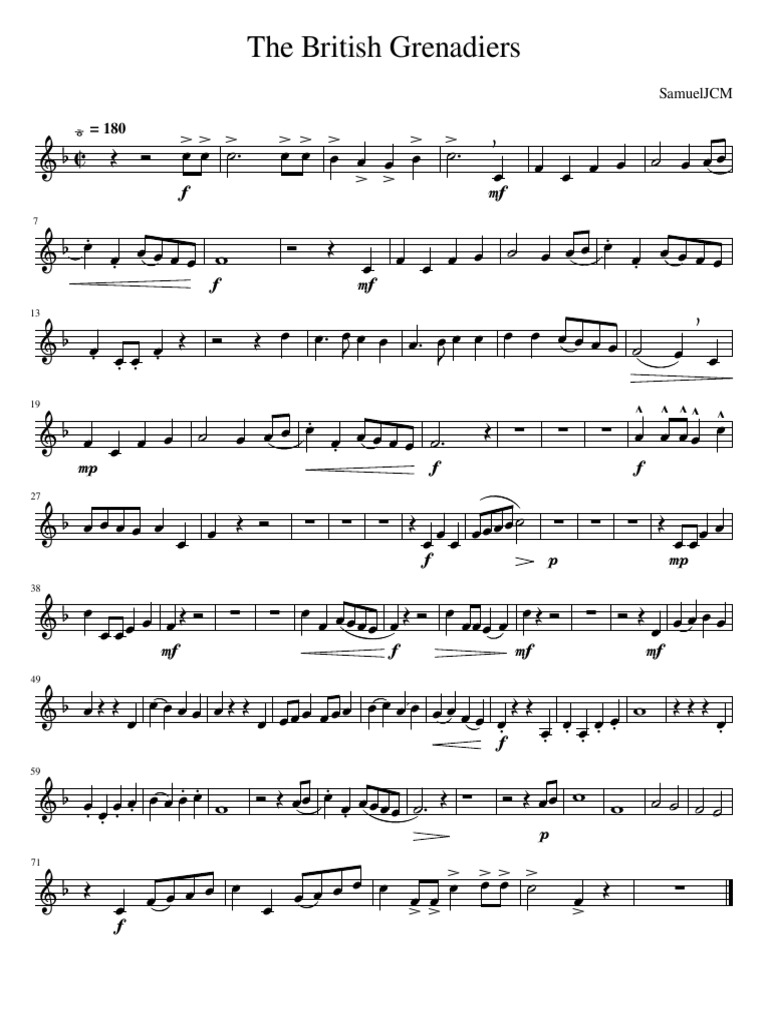 The British Grenadiers Pdf