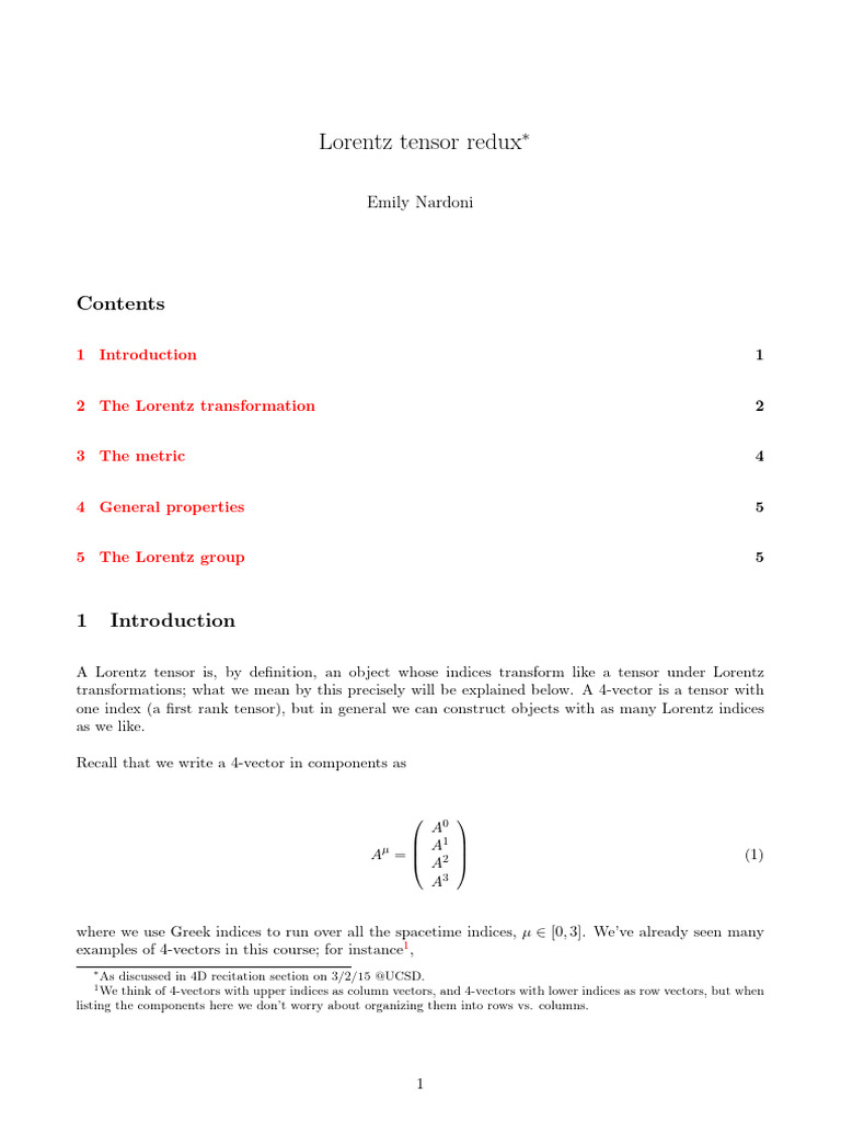 Lorentz Transformations | PDF | Tensor | Matrix (Mathematics)