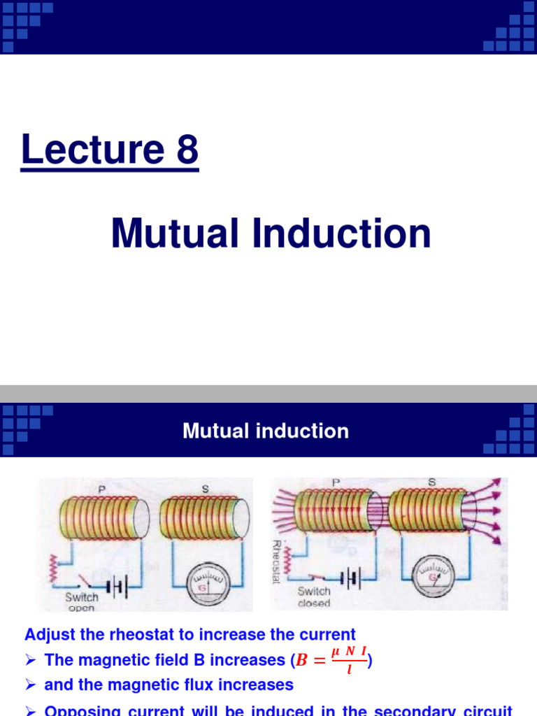 Lecture 8 New | PDF | Electromagnetic Induction | Inductance